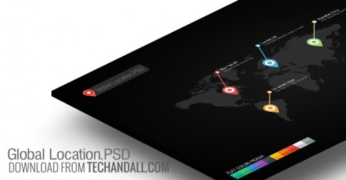 Global Location Map with Flat Colors .PSD – Tech & ALL