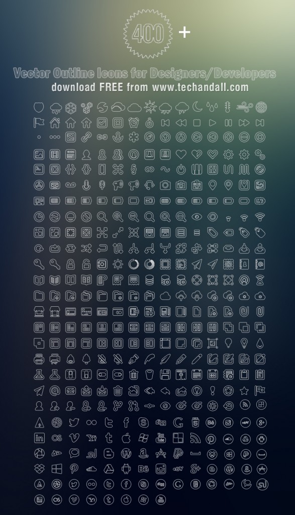 400+ Vector Outline Icon Set for Designers/Developers – Tech & ALL
