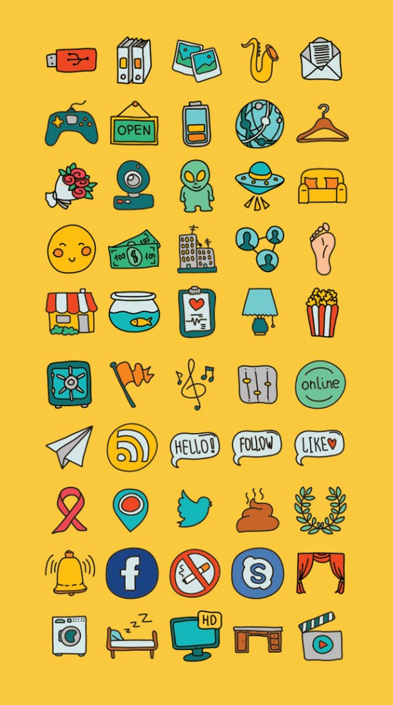 50 Hand Doodle Icons – Tech & ALL